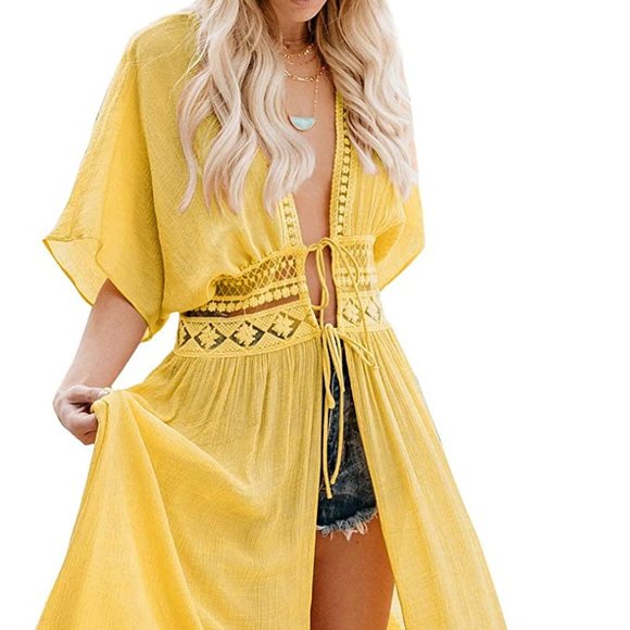 Swim | Womens Wen Long Lace Cover Up Yellow | Poshmark